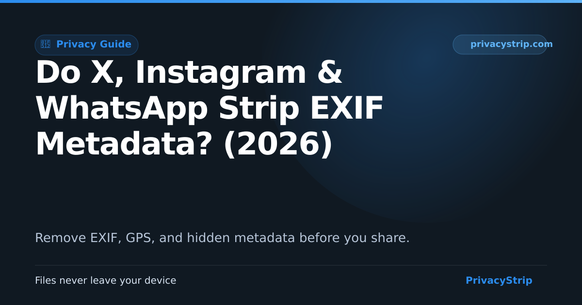 Do X, Instagram & WhatsApp Strip EXIF Metadata? (2026)